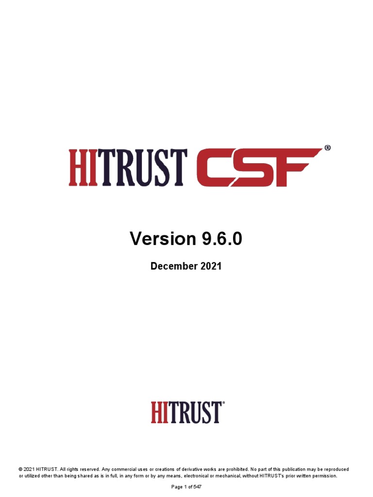 HITRUST - CSF - 2021.12 - v9.6.0 | PDF | Information Security ...