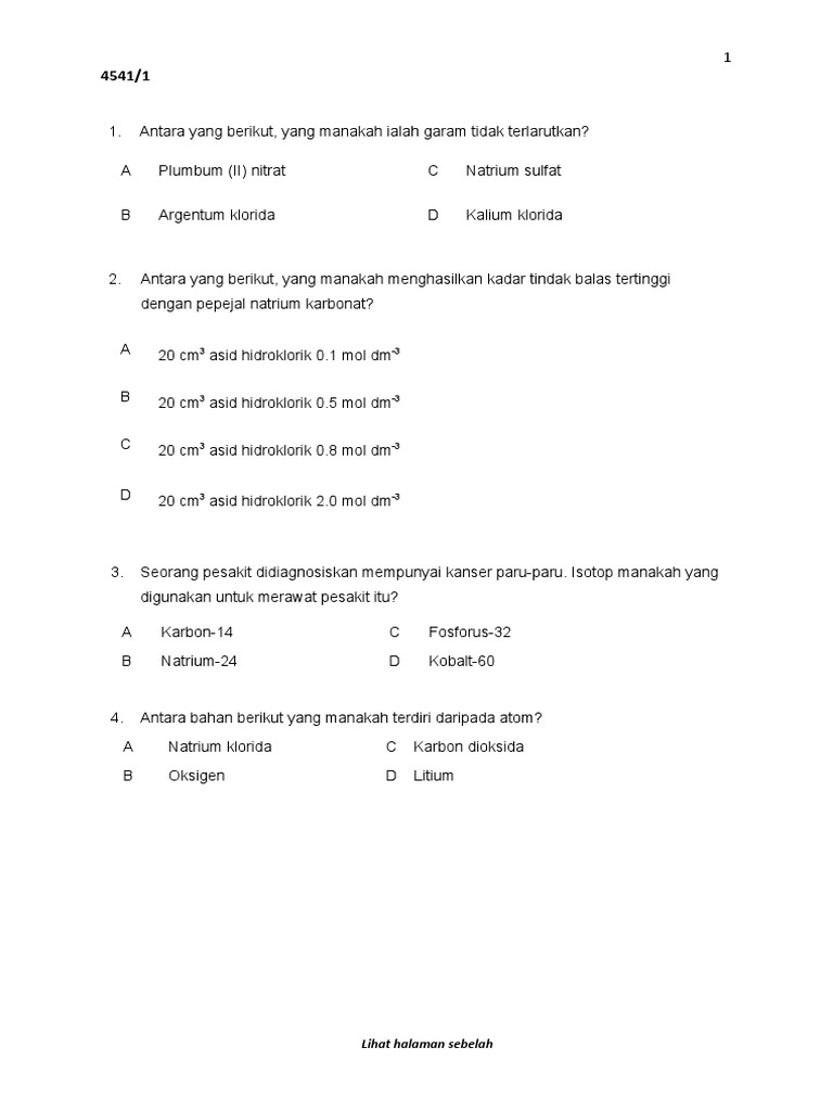 Kimia F5 - Soalan K1 2022 | PDF
