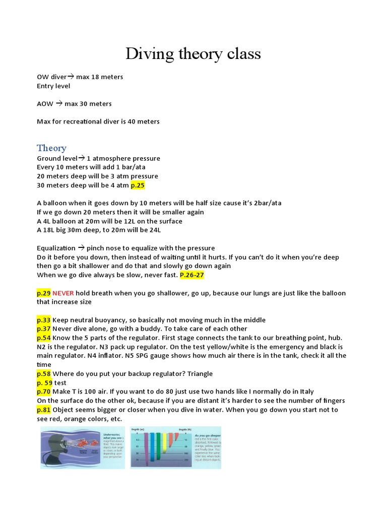 An Overview of Open Water Diver Theory: Diving Limits, Physics, Safety ...