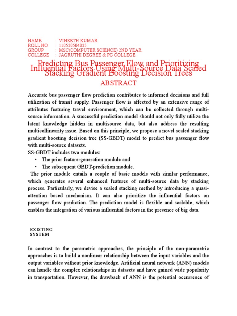 Predicting Bus Passenger Flow and Prioritizing Influential Factors Using Multi-Source Data | PDF ...