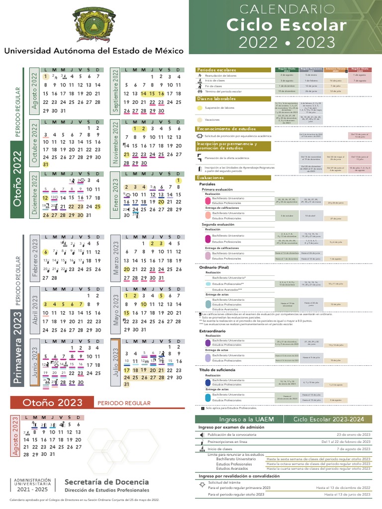 Calendario Escolar UAEM 2023-2024 | PDF | Calendario
