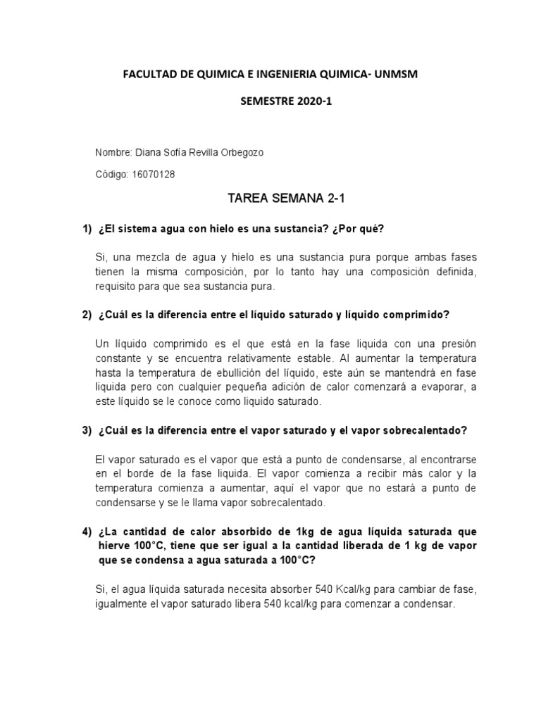 Tarea 2 Termodinamica | Download grátis PDF | Fase (materia) | Mecánica de Medios Continuos