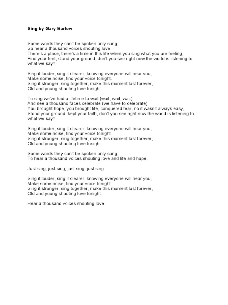 Sing by Gary Barlow | PDF