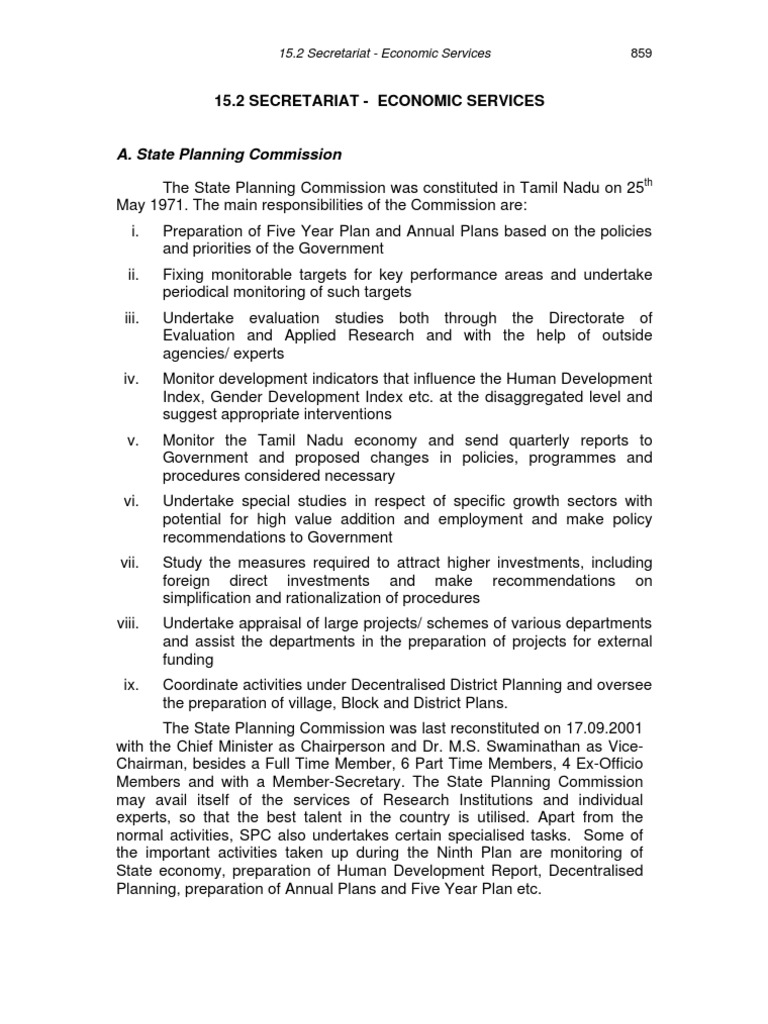 A. State Planning Commission: 15.2 Secretariat - Economic Services ...