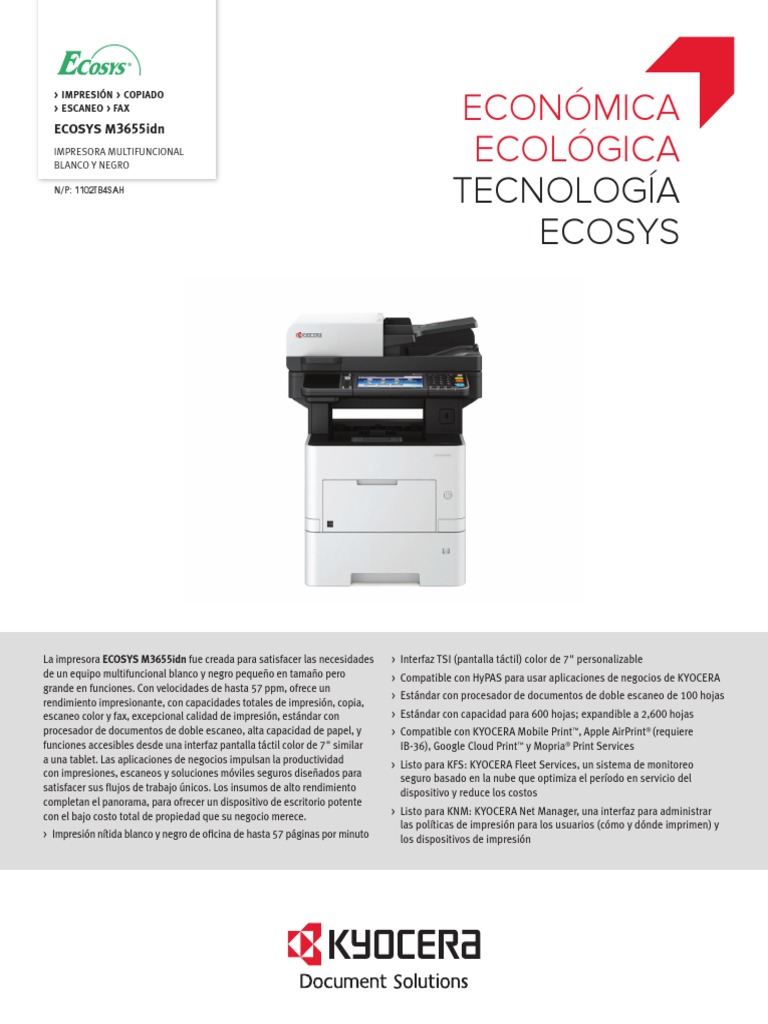 Ecosys M3655idn - Folleto | PDF | Controlador de interfaz de red ...