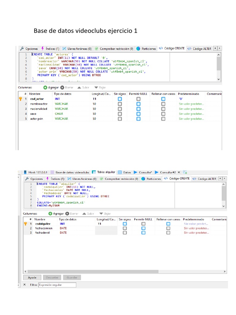 Ejercicio 1 y 2 heidiSQL | PDF