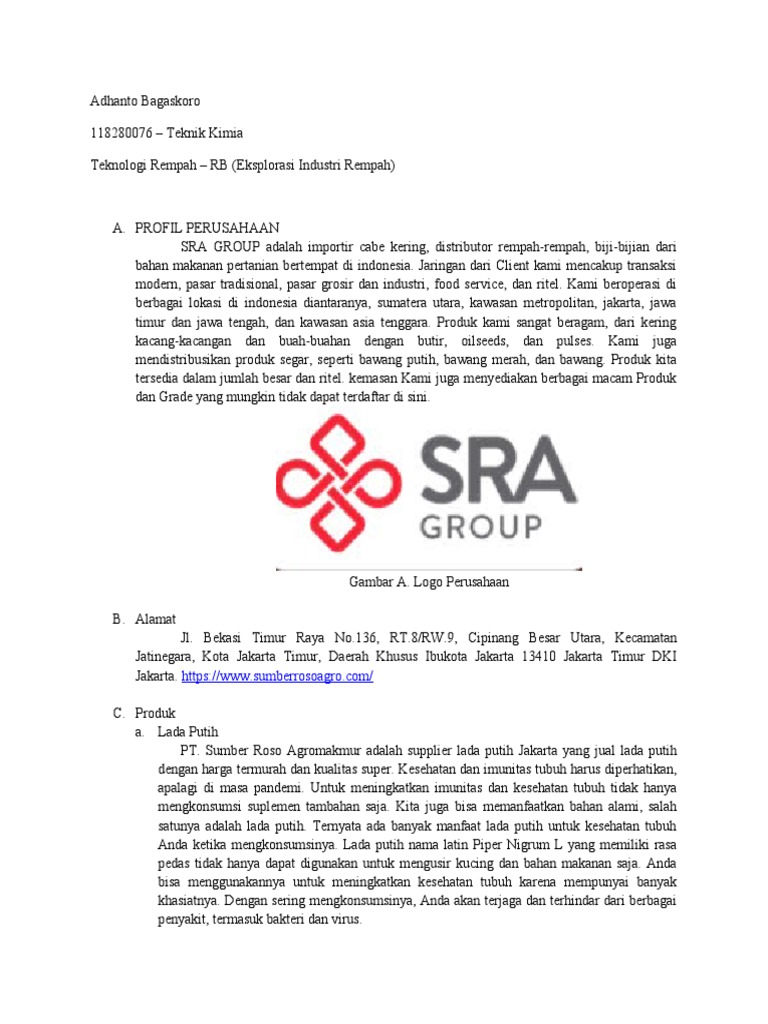 Profil PT SRA Group dan Produk Rempah | PDF