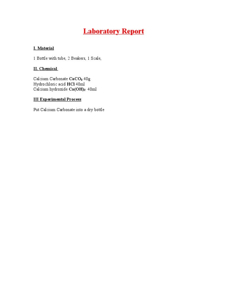 Calcium Carbonate Experiment Report | PDF