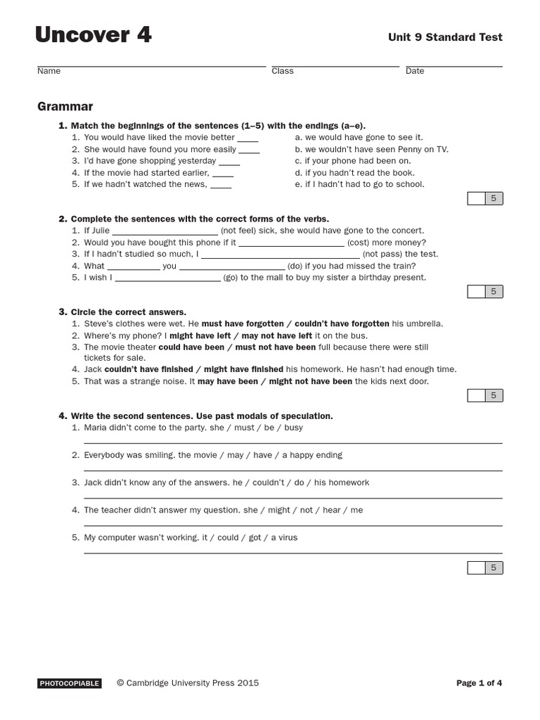 4test Unit 9 Standard | PDF