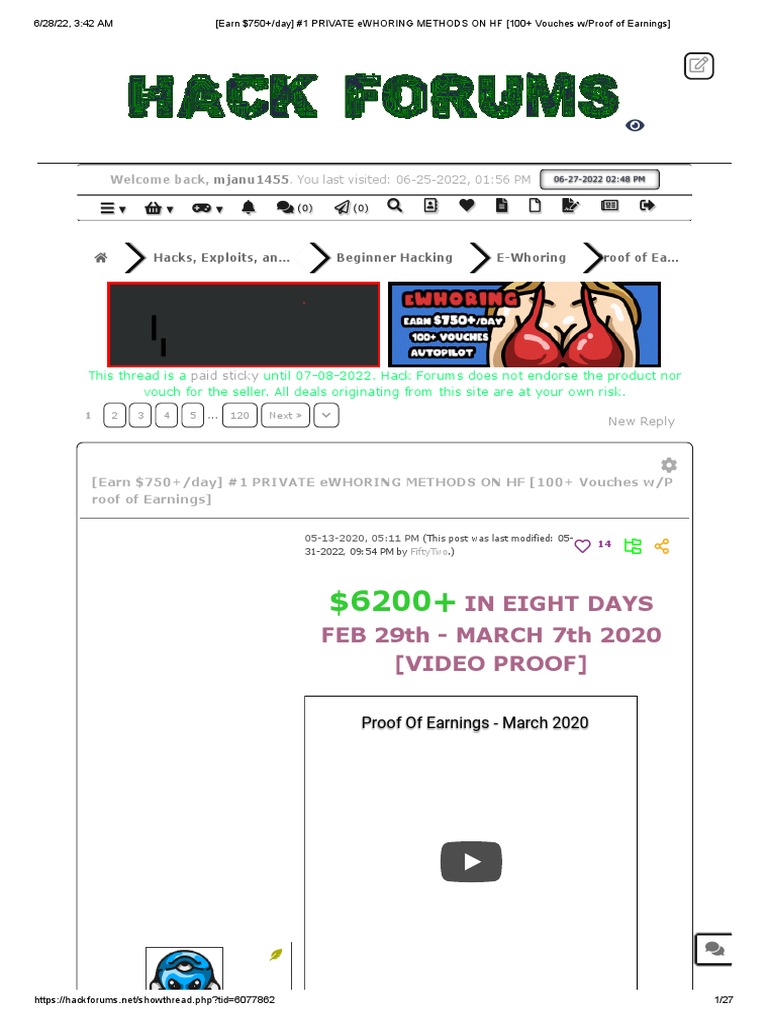 (Earn $750+ - Day) #1 PRIVATE eWHORING METHODS ON HF (100+ Vouches W ...