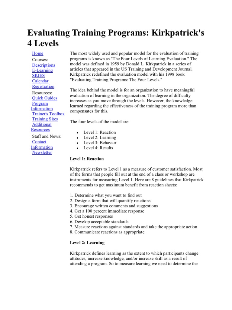 Evaluating Training Programs | PDF | Business