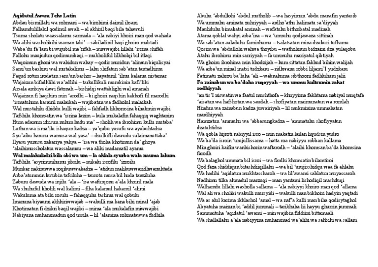 Aqidatul Awam Teks Latin | PDF