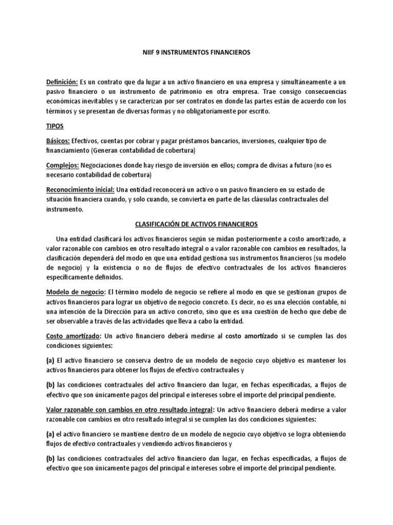 Niif 9 Instrumentos Financieros | PDF | Contabilidad | normas ...