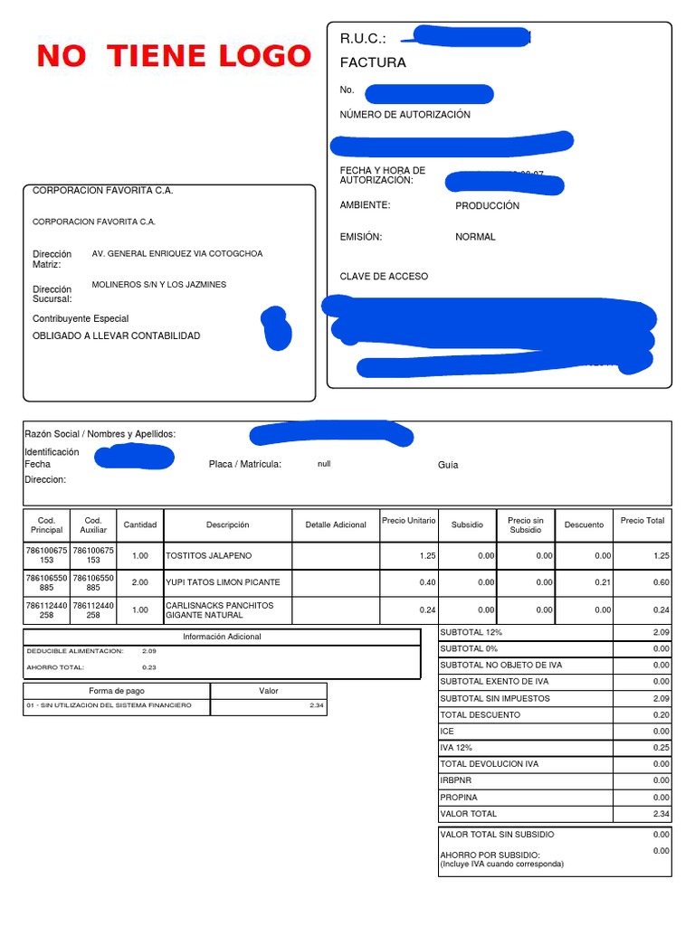 Factura de Compras Ejemplo | PDF | Impuestos | Contabilidad