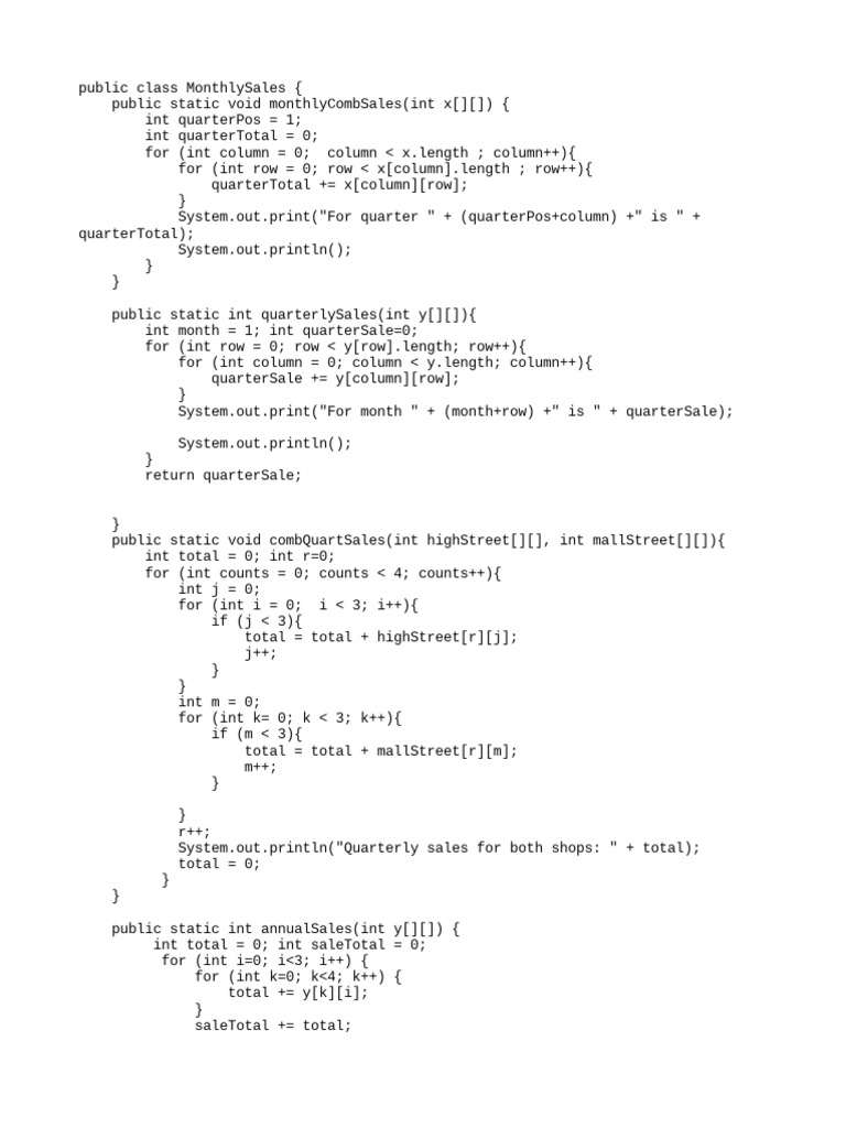 Monthly Sales | PDF | Computer Programming | Software Engineering