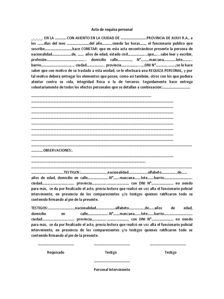 Acta de Requiza Personal | PDF