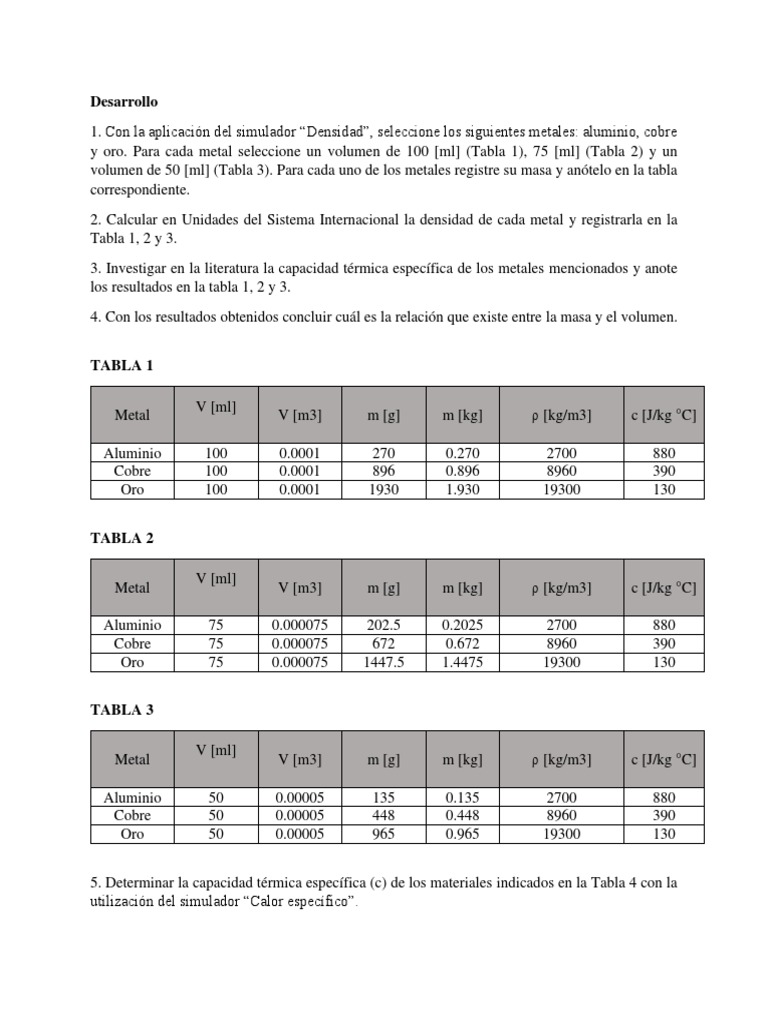 Comparativa de Capacidad Térmica Específica | PDF | Calor | Temperatura