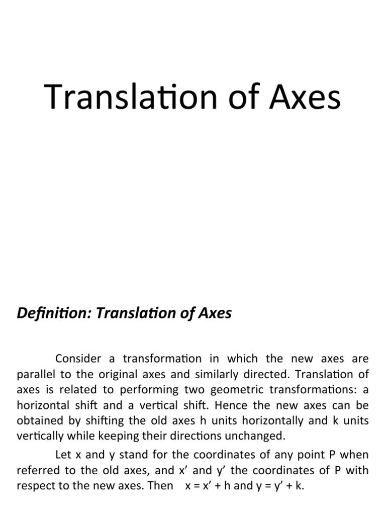 Translation of Axes | PDF