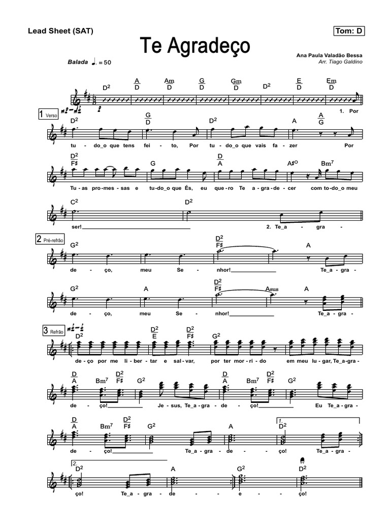 Te Agradeço (Lead Sheet) | PDF