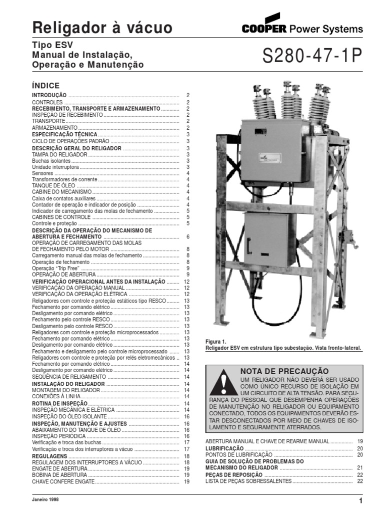 S280 - 47 - 1P Religador ESV | PDF | Relé | Rotação