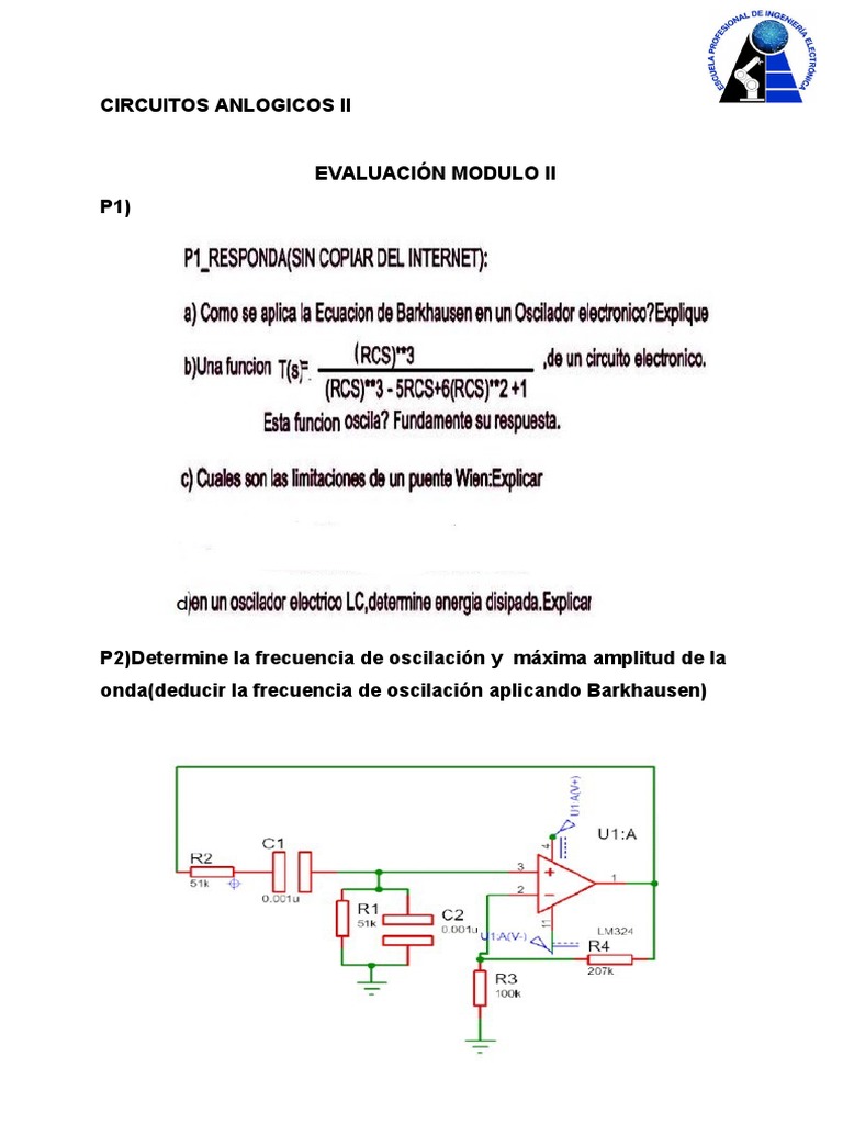 Modulo II Evaluacion Circuitos Analogicos II | PDF