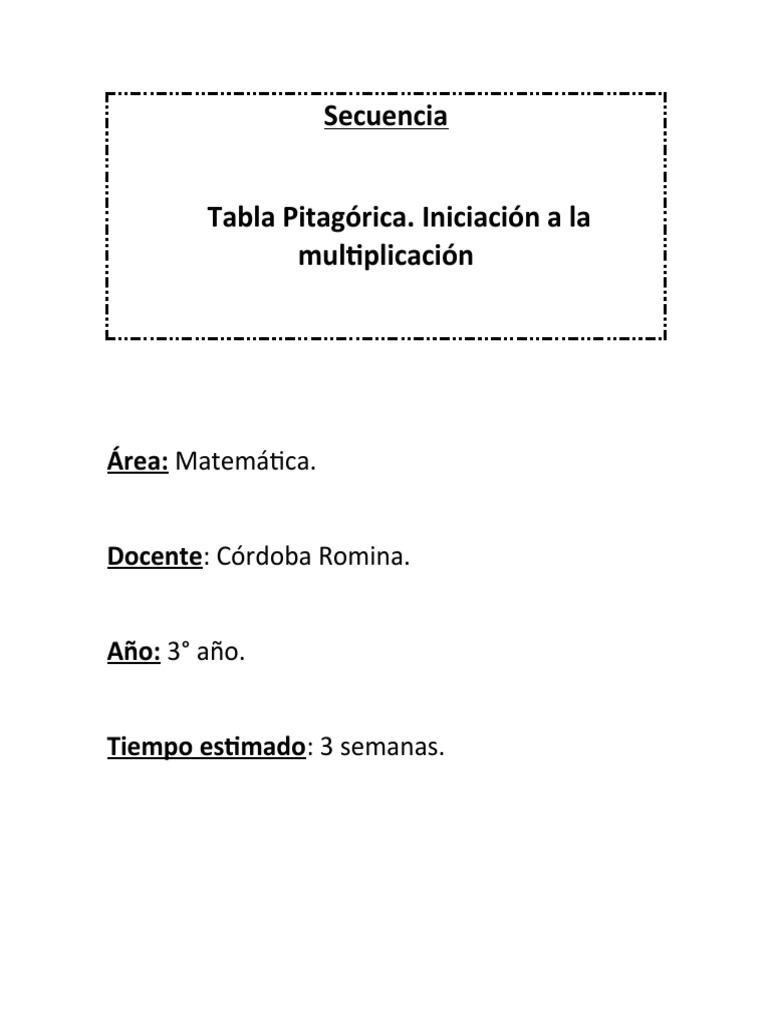 Secuencia Mult Tabla Pitag 3ro | PDF | Plan de estudios | Educación ...