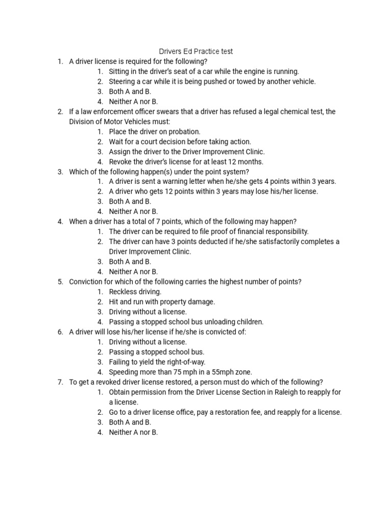 Drivers Ed Practice Test | PDF | Traffic | Intersection (Road)