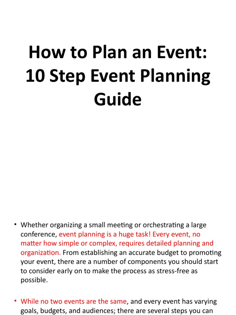 How To Plan An Event: 10 Step Event Planning Guide | PDF | Marketing ...