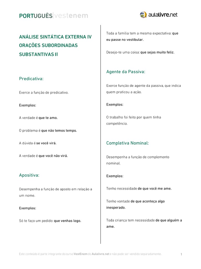 Apostila Analise Sintatica Externa IV | PDF
