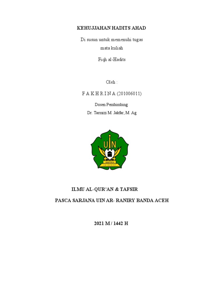 Kehujahan Hadits Ahad 1 | PDF | Filsafat