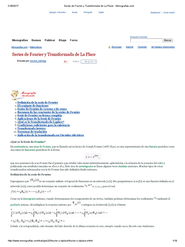 Series de Fourier y Transformada de La Place - Monografias | PDF | Transformada de Laplace ...