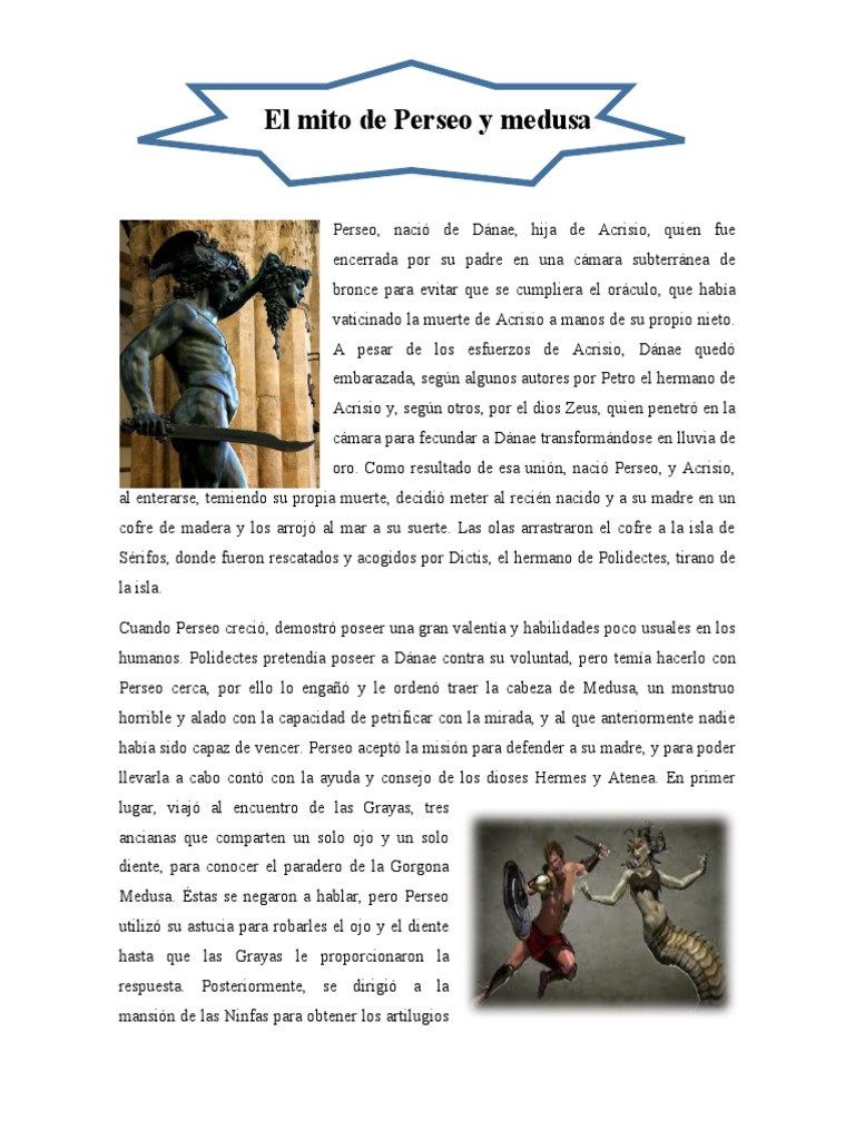 El Mito de Perseo y Medusa. | PDF | Personajes mitologicos | Mitología ...