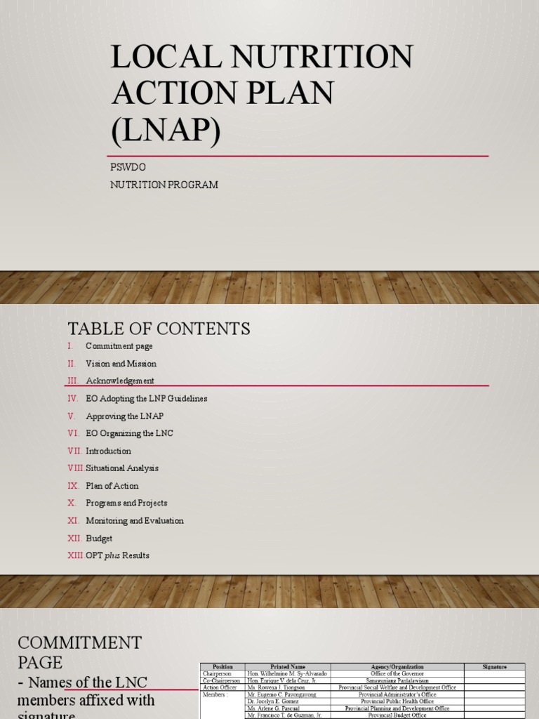 Local Nutrition Action Plan (LNAP) | PDF