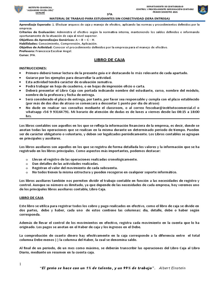 Guía para el Libro de Caja 2021 | PDF | Contabilidad | Dinero