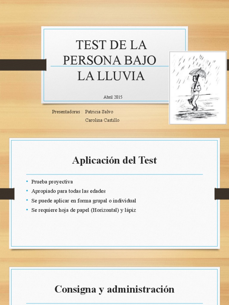 Test de La Persona Bajo La Lluvia Presentacion | PDF | Neurosis | Psicosis