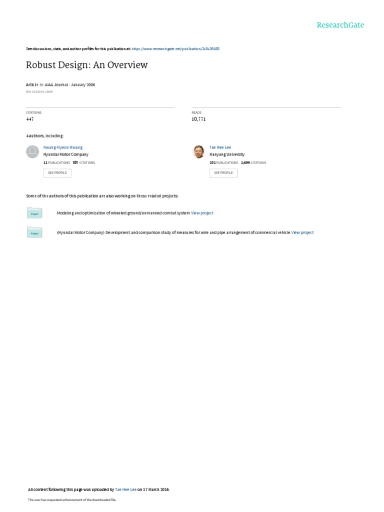 Robust Design-An Overview | PDF | Matrix (Mathematics) | Signal To ...
