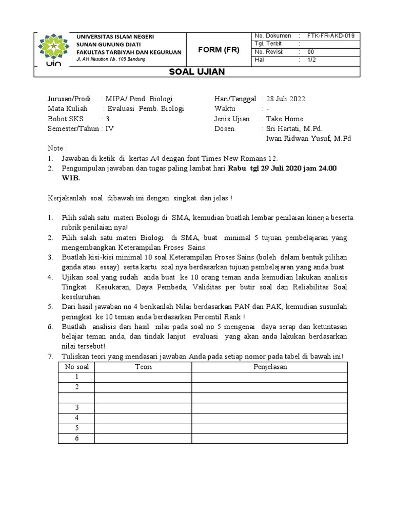 UAS Evaluasi Pembelajaran 2022 | PDF