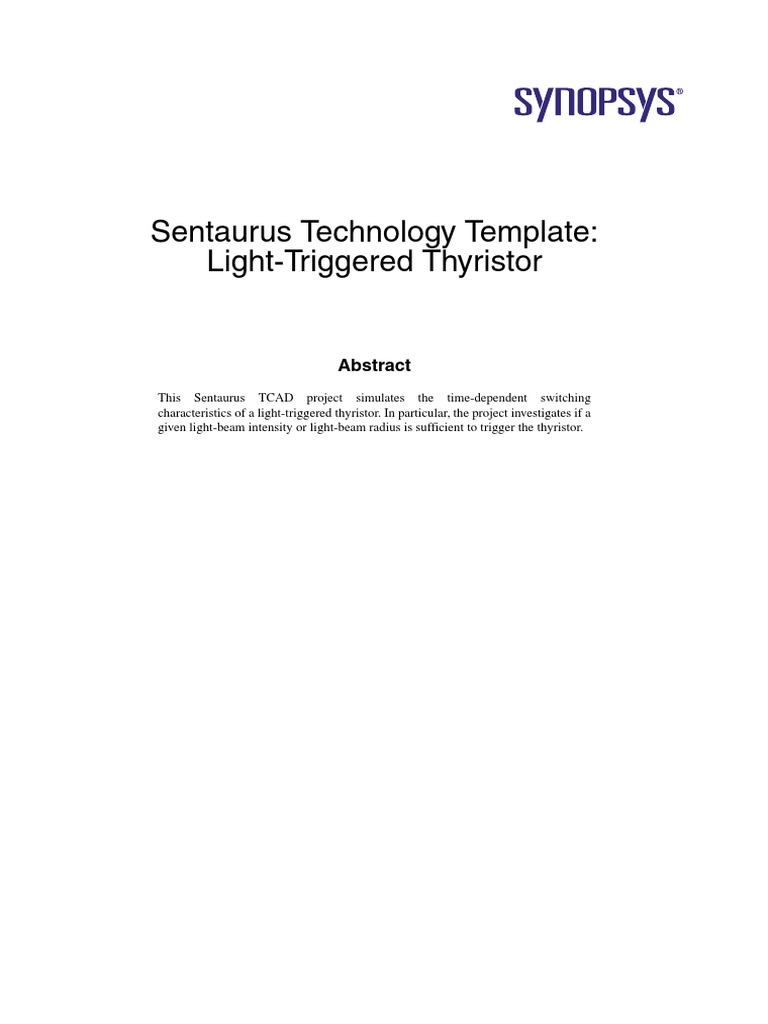 Sentaurus Technology Template Light Triggered Thyristor Synopsys