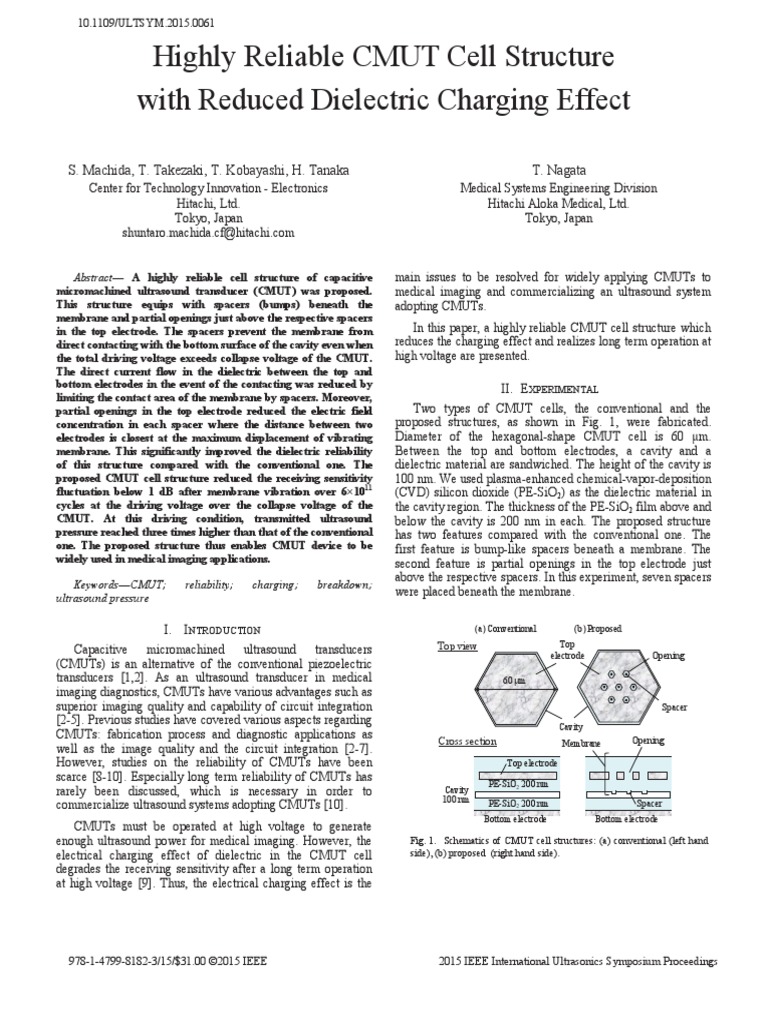 Highly Reliable CMUT Cell Structure With Reduced Dielectric Charging ...