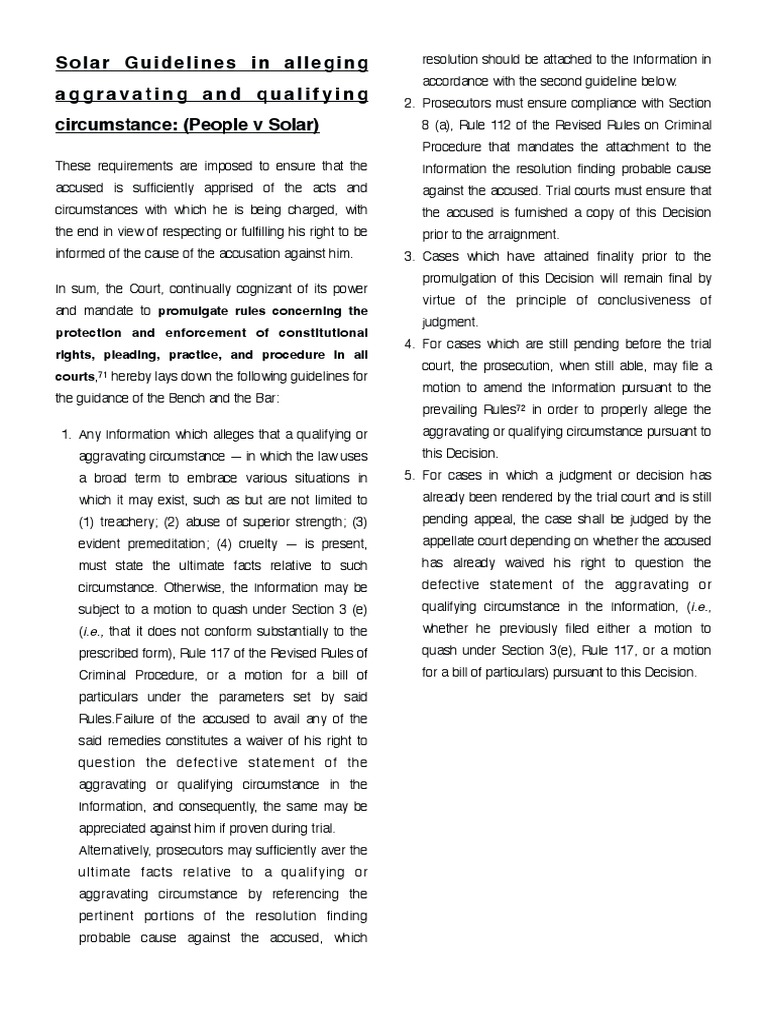 Solar Guidelines in Alleging Aggravating and Qualifying Circumstance ...