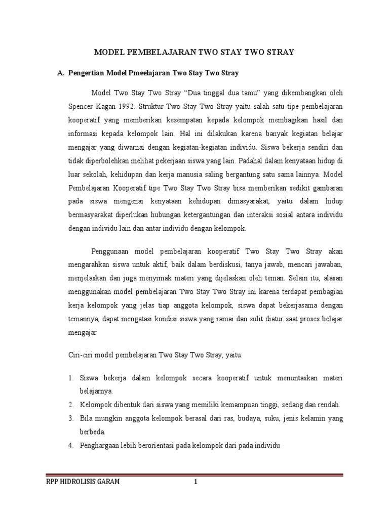 Model Pembelajaran Two Stay Two Stray | PDF