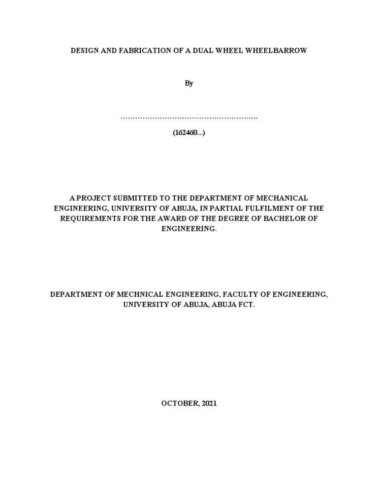 Design and Fabrication of A Dual Wheel Wheelbarrow | PDF | Cast Iron ...