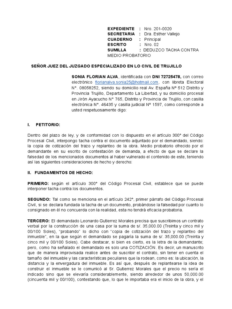 Tacha de Documento por Falsedad | PDF | Gobierno | Justicia