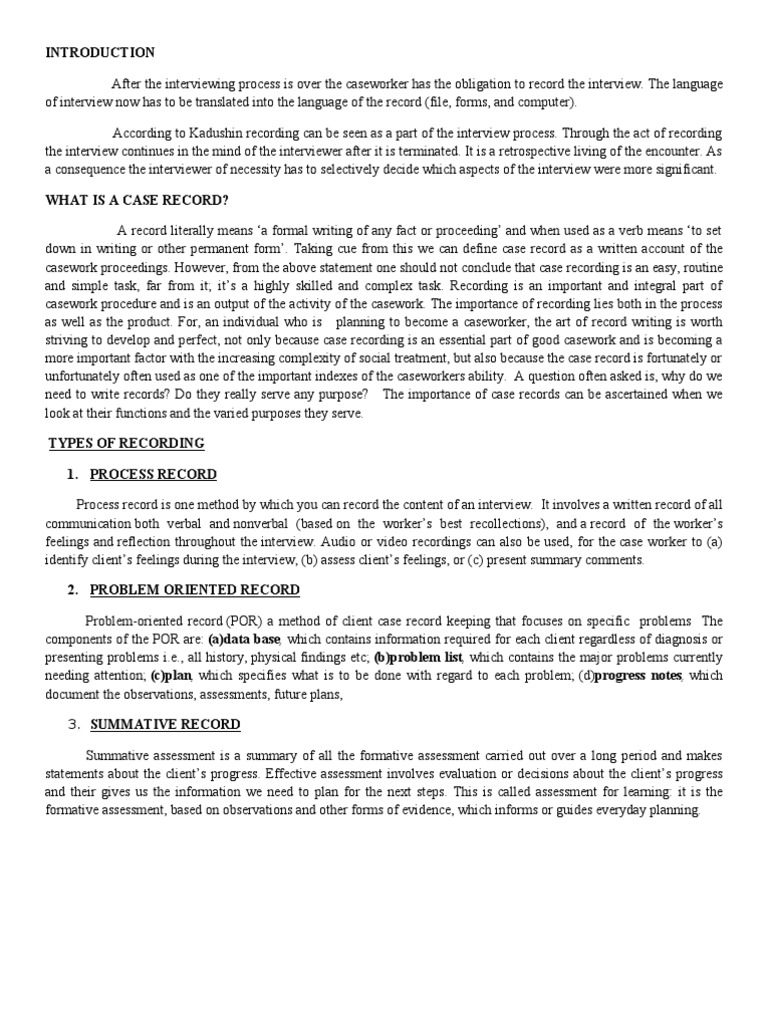 Recording Casework | PDF | Evaluation | Cognitive Science