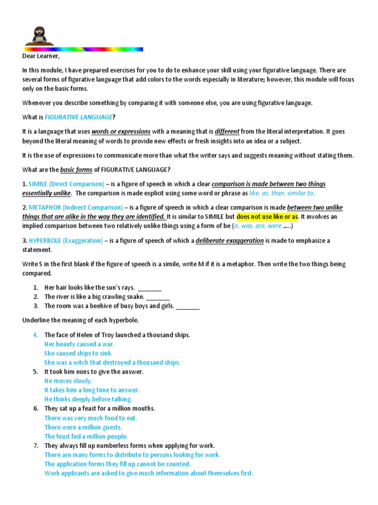 Analyze Sound Devices (Irony and Hyperbole) in A Text | PDF | Metaphor ...