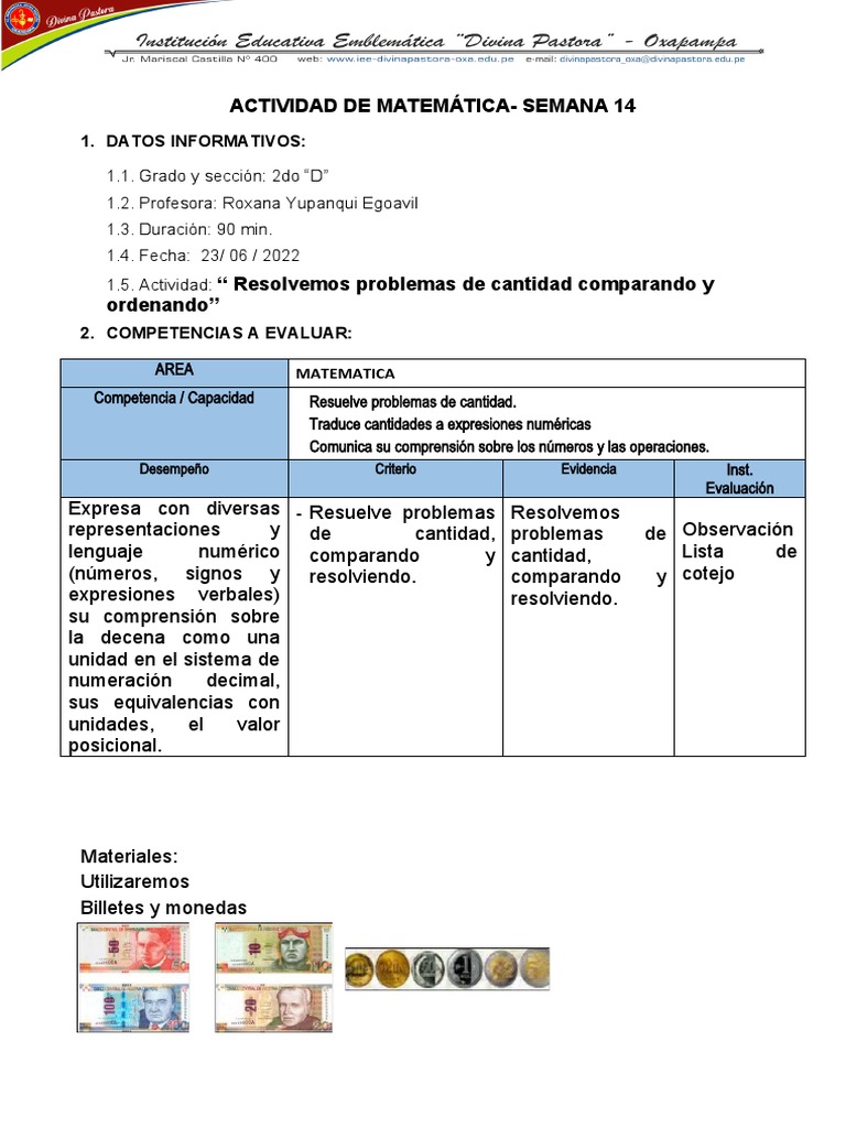 Resuelve problemas de cantidad comparando y ordenando | PDF