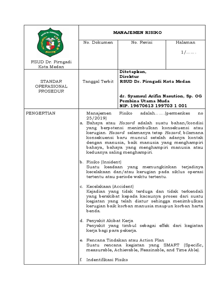 SOP Management Risiko | PDF