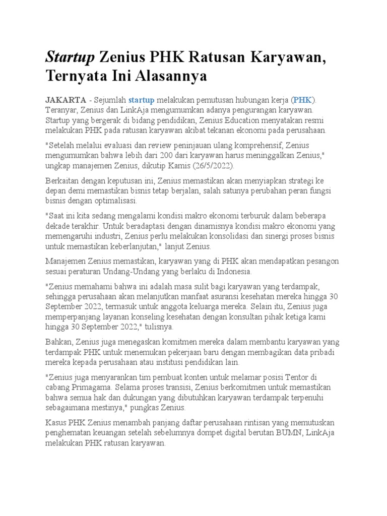 Startup Zenius | PDF | Bisnis