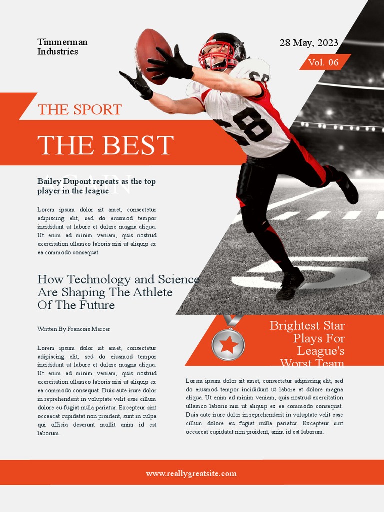 Gray Orange Modern Simple Sport Athlete Headline Newspaper | PDF | News ...