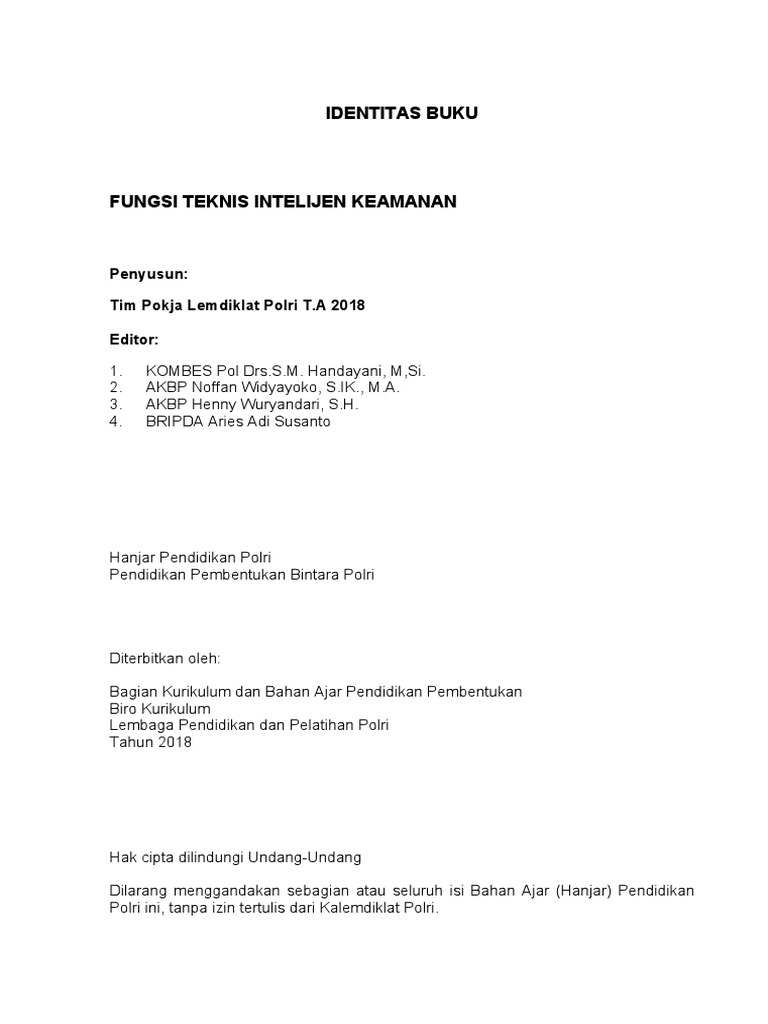 Fungsi Intelijen Keamanan Polri | PDF